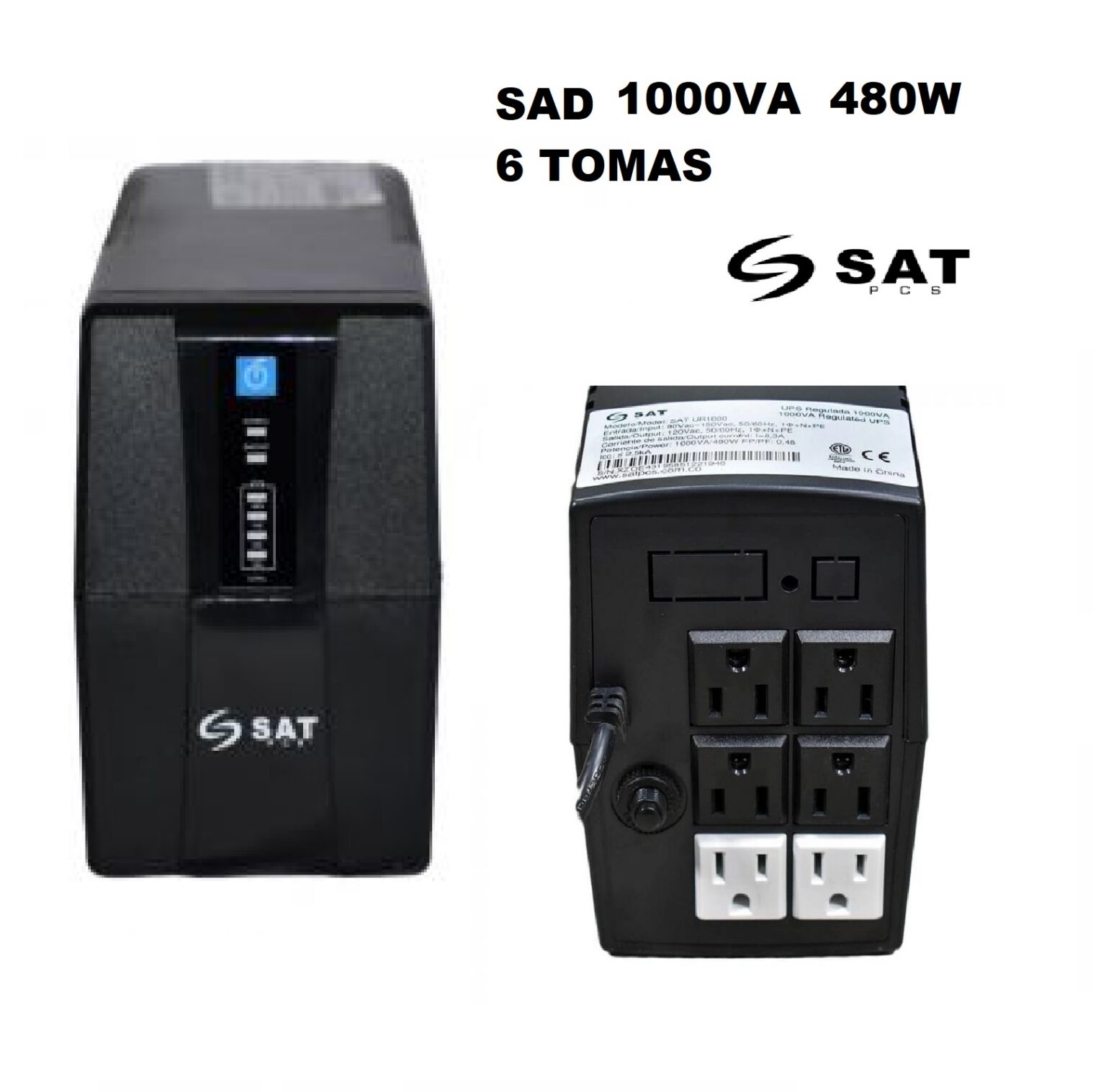 UPS INTERACTIVA UR1000+ 500W SAT – Centro de Tecnología Saul